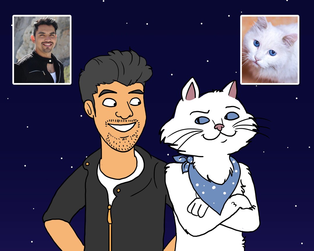 Custom Digital Bojack Horseman Style Drawing Printable Art, Pet ...