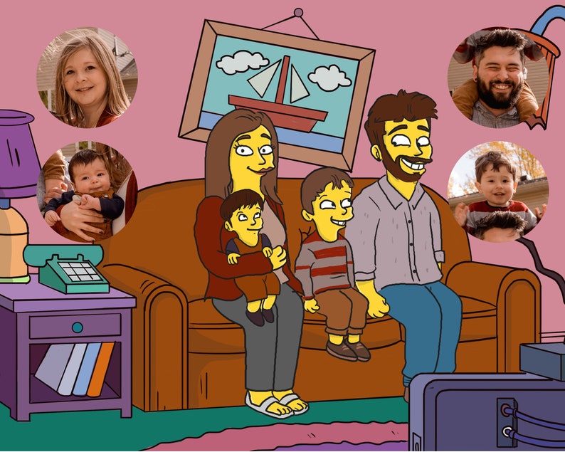 Simpsons Portrait Simpsons Family Portrait Custom Simpsons - Etsy