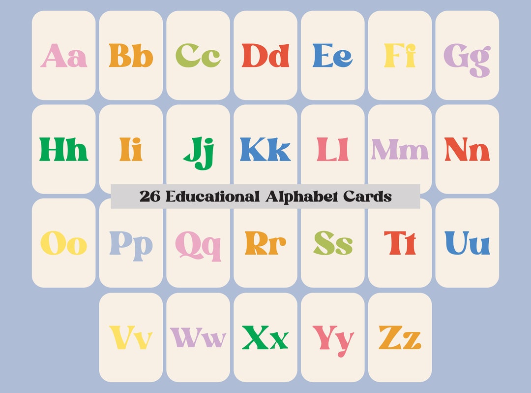 26 Printable Educational Alphabet Flash Cards, Learning for Kids, Preschool & Elementary, School ...