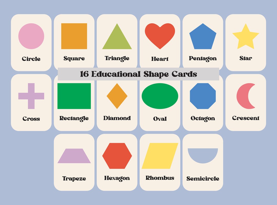 16 Printable Educational Shape Flash Cards, Learning for Kids ...