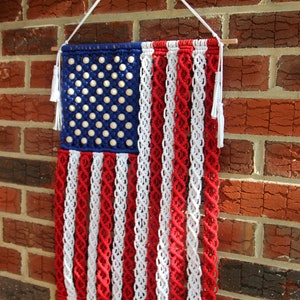 Macrame American Flag Boho Wall Hanging Fourth of July Memorial Day ...