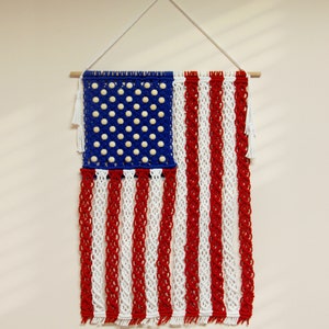 Macrame American Flag Boho Wall Hanging Fourth of July Memorial Day ...
