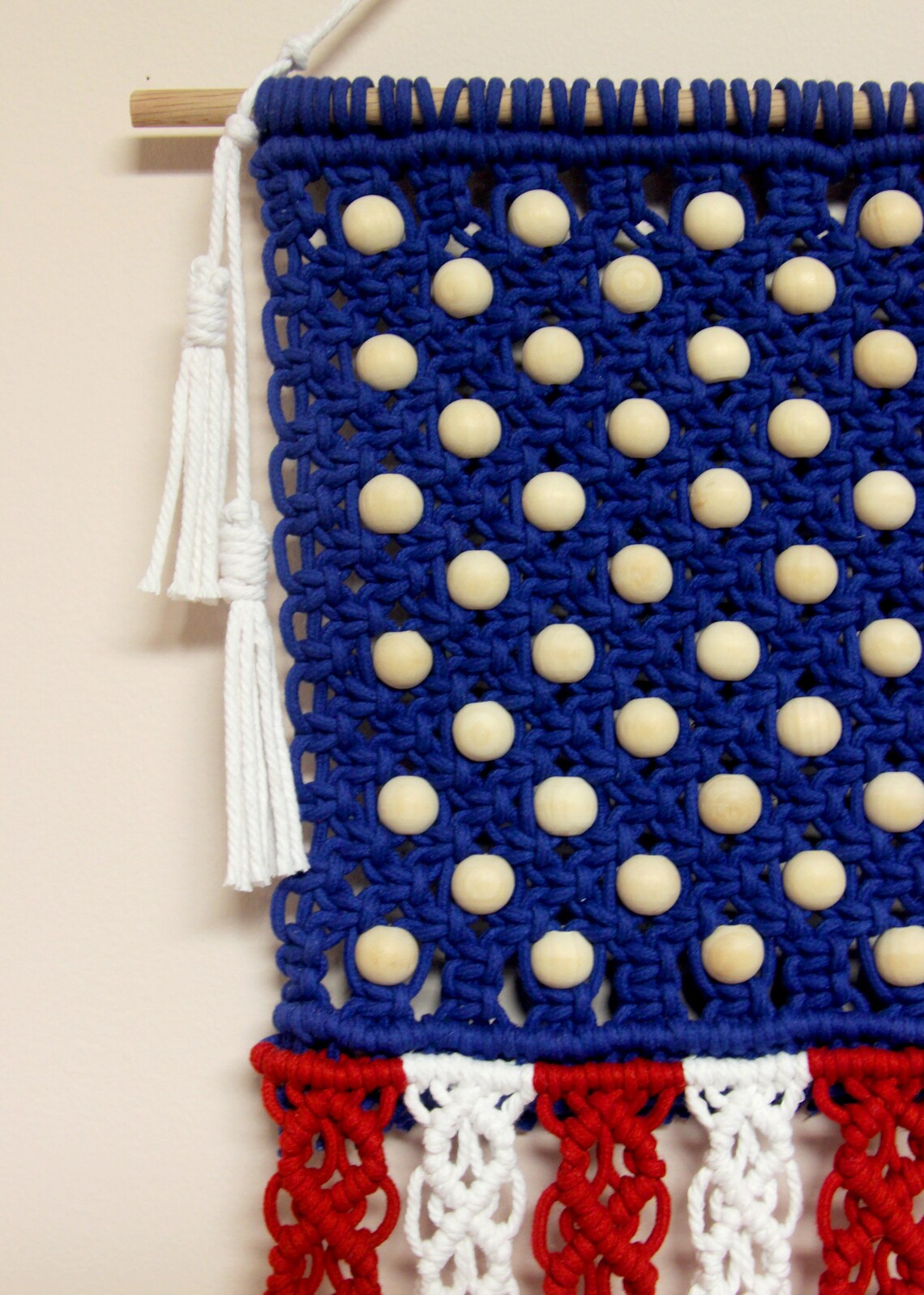 Macrame American Flag Boho Wall Hanging Fourth of July | Etsy