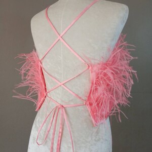 MARAYA Pink Open-back Feather Crop Top - Etsy