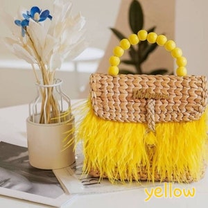 Feather Bagstraw Bag Valentine Mini Bag for - Etsy