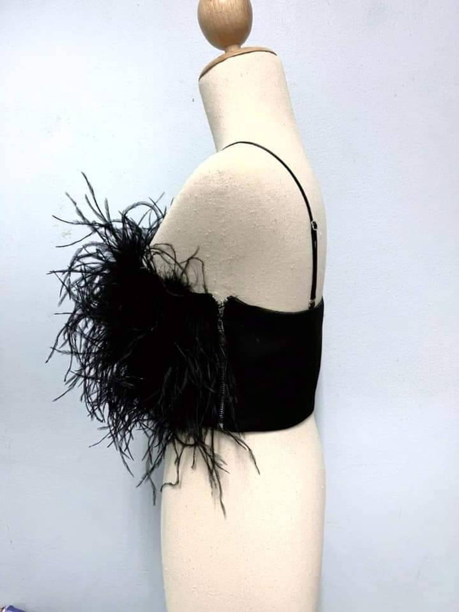 Black Feather&fur Mink Crop Top Feathers Are Only on the - Etsy