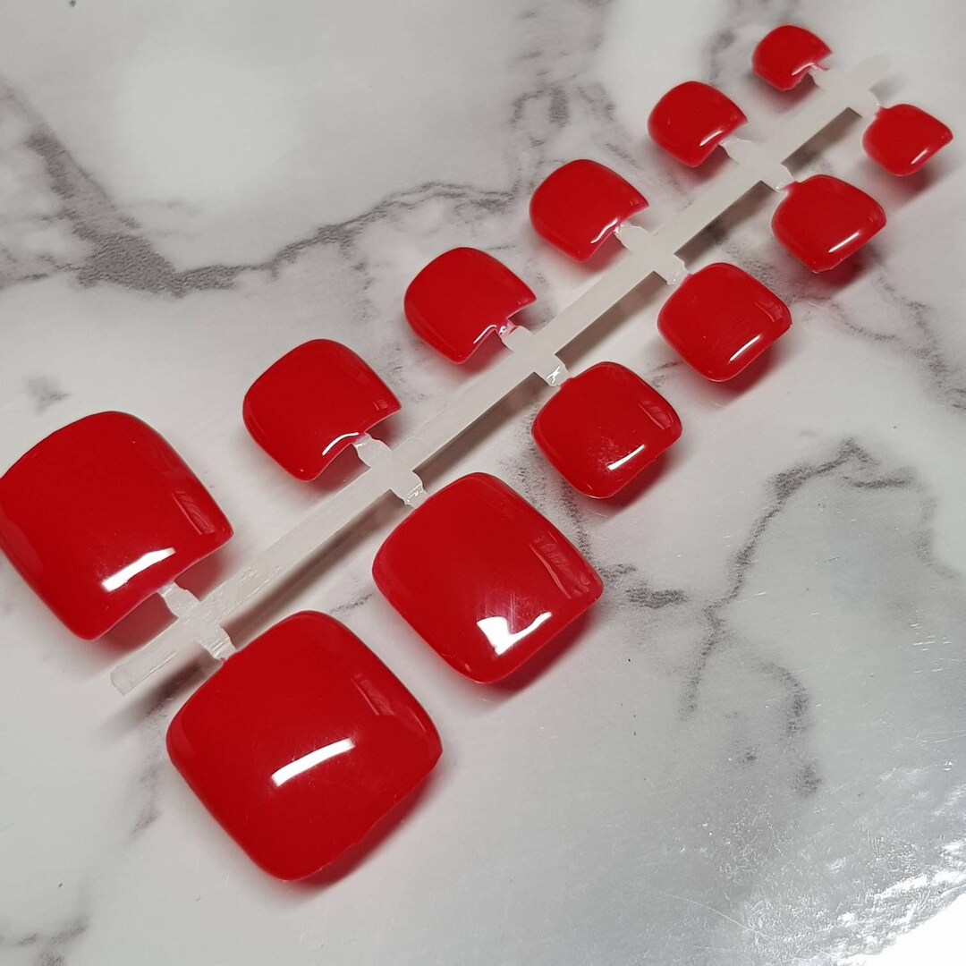 Red Press on Toenails, Classic Set of 24 - Etsy