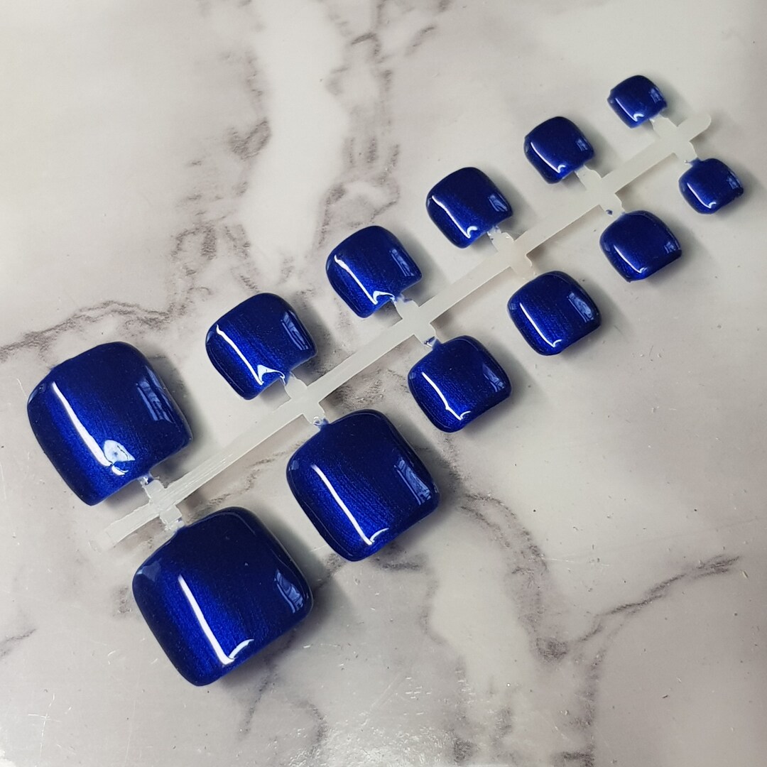 Dark Blue, Navy Blue Toe Nail Press on Nails. Set of 24. - Etsy