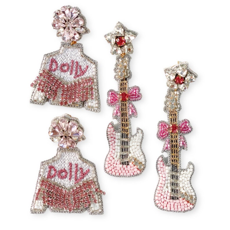 Dolly Inspired Pink Fringe Jacket Earrings - Etsy