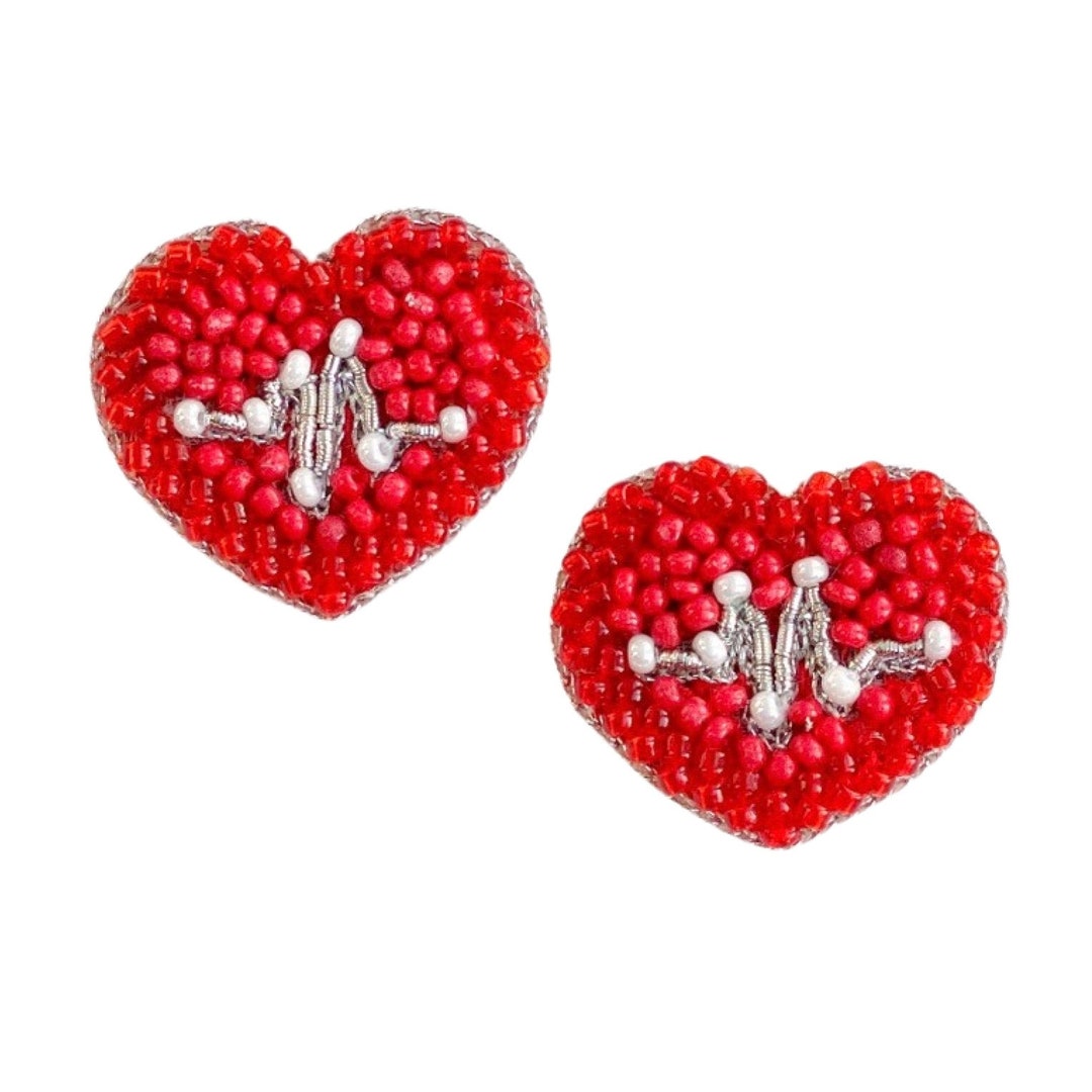 Heartbeat Stud Earrings, Healthcare Jewelry, Doctors Earrings, Medical ...