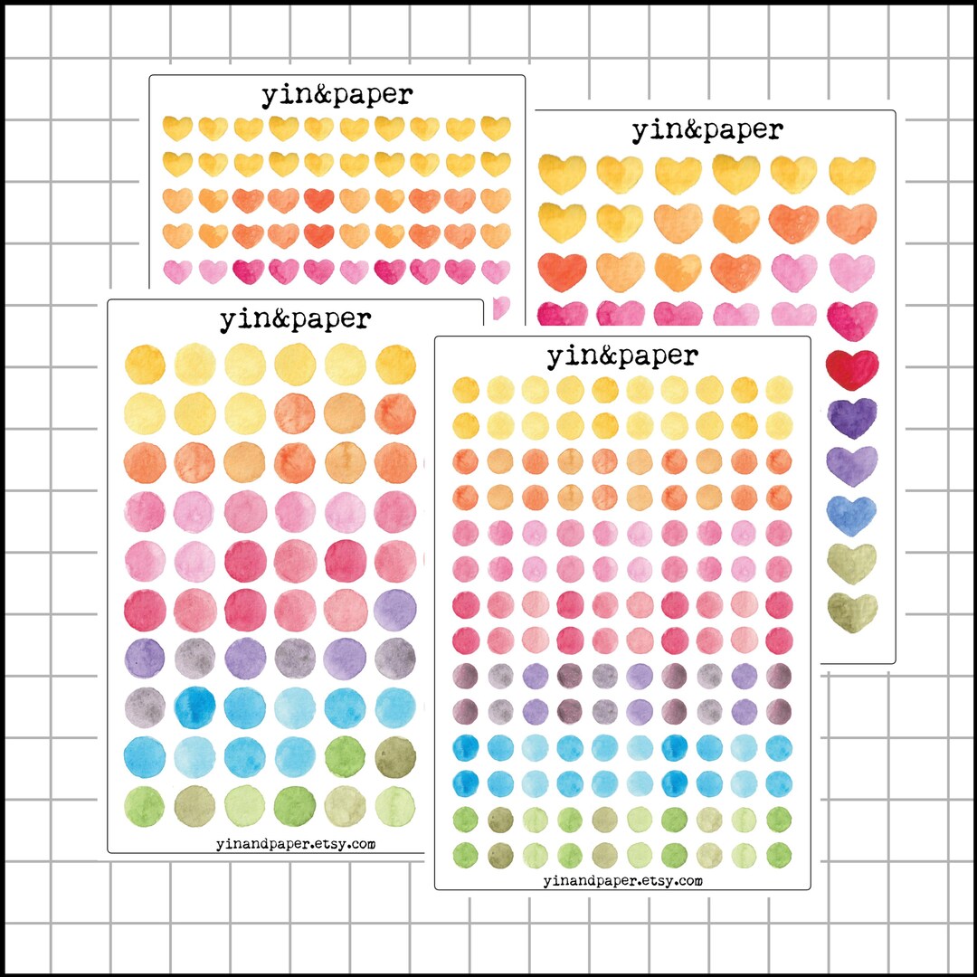 Watercolor Shapes - Rainbow Mixed Colors Stickers: Planner, Journal ...