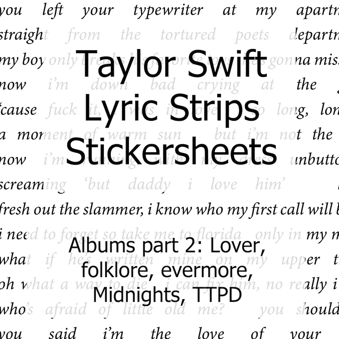 Taylor Swift Lyrics Stickers albums Stickersheet, Bullet Journal ...