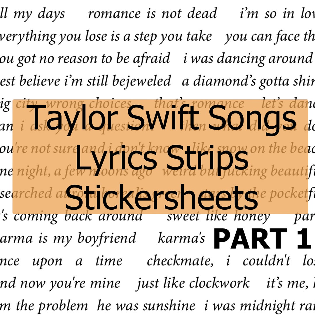 Taylor Swift Lyrics Stickers songs Stickersheet, Bullet Journal ...