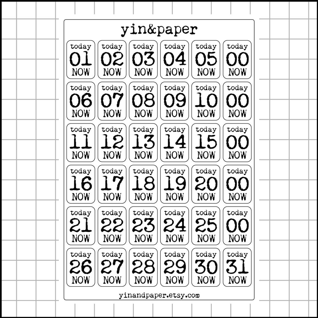 Vertical Label Date Number Stickers: Planner, Bullet Journal, Bujo - Etsy