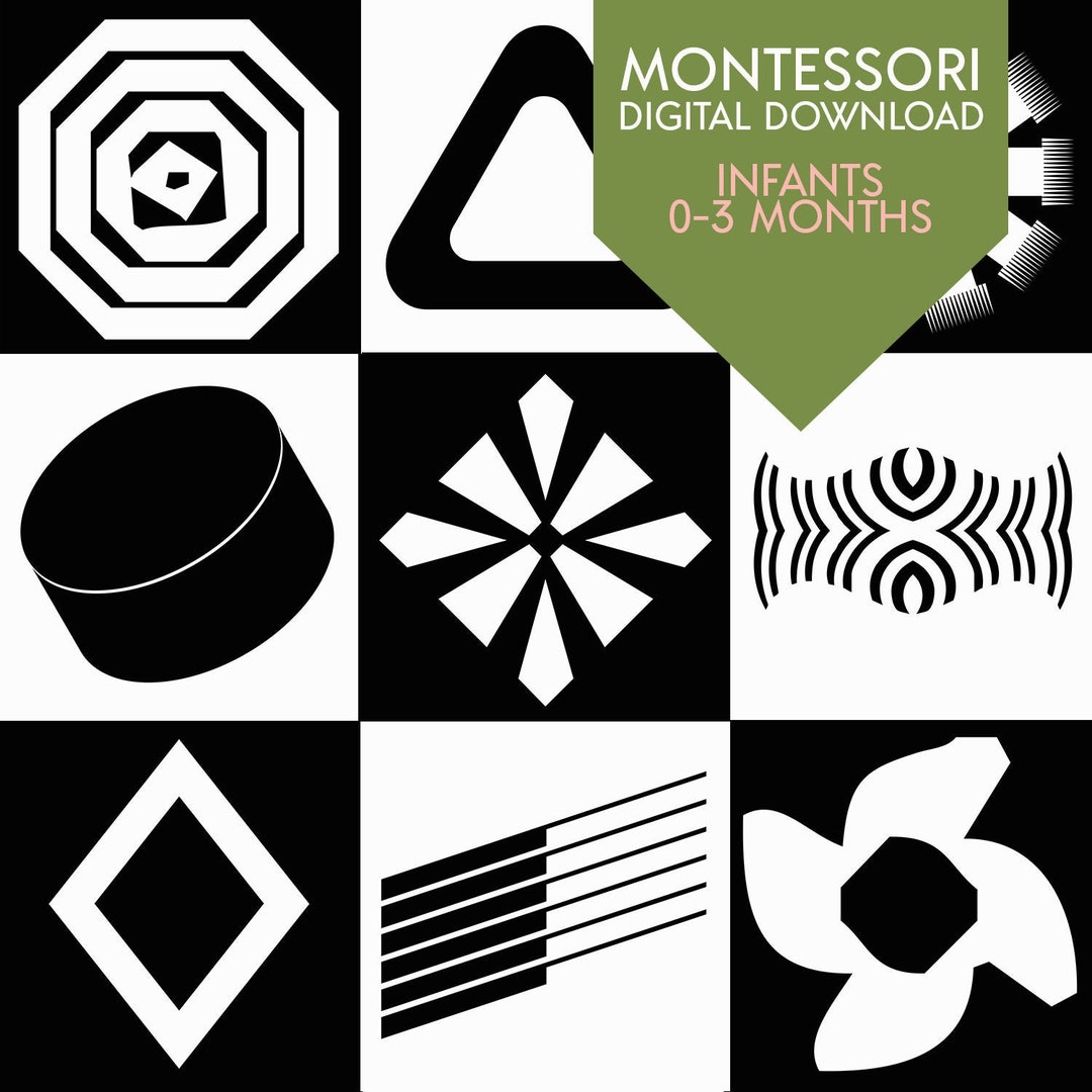Montessori, Baby Flash Cards, Digital Download, High Contrast Sensory ...