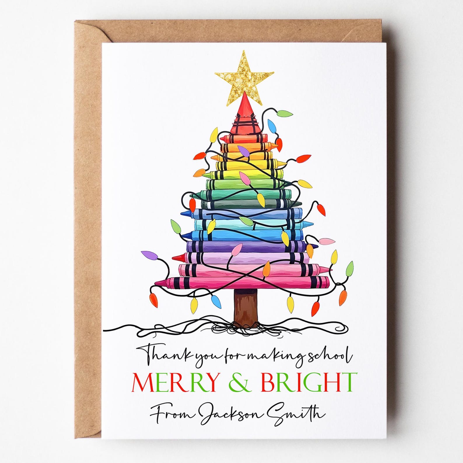 Thank You for Making School Merry & Bright Christmas Card, Christmas ...