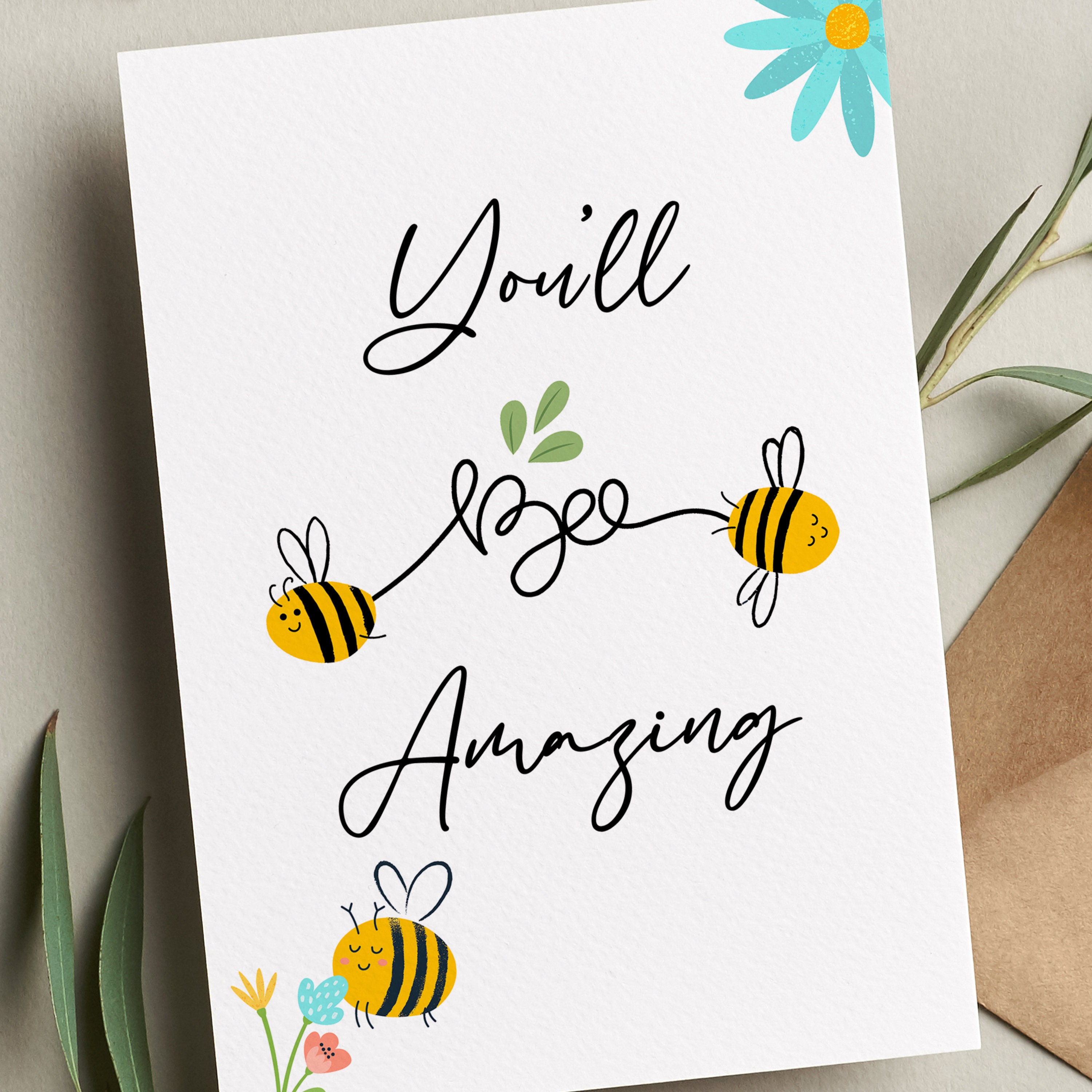 New Job Card -you'll Bee Amazing Good Luck Card, Card for a Co-worker ...