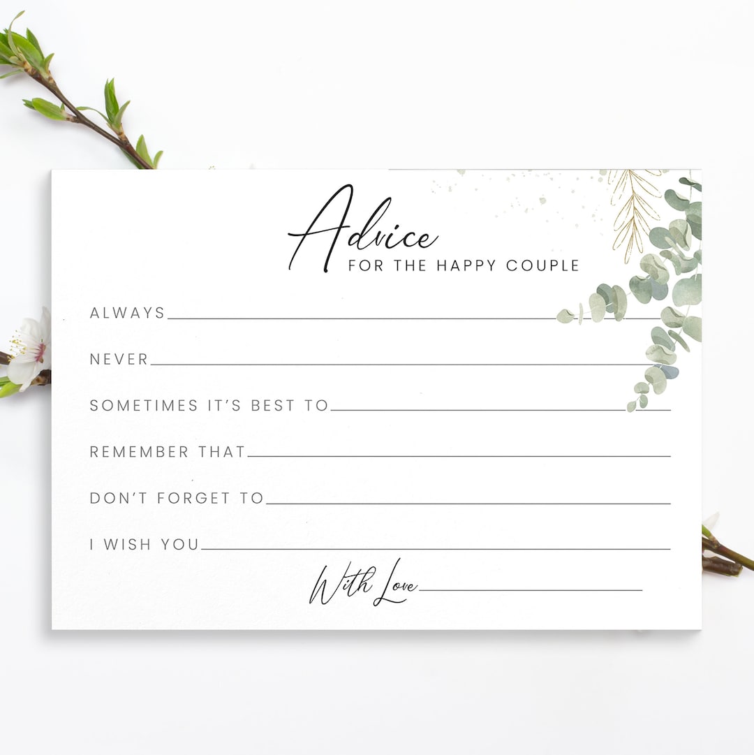Wedding Advice Cards 10|25|50|75|100 Guests Capture Cherished Memories ...