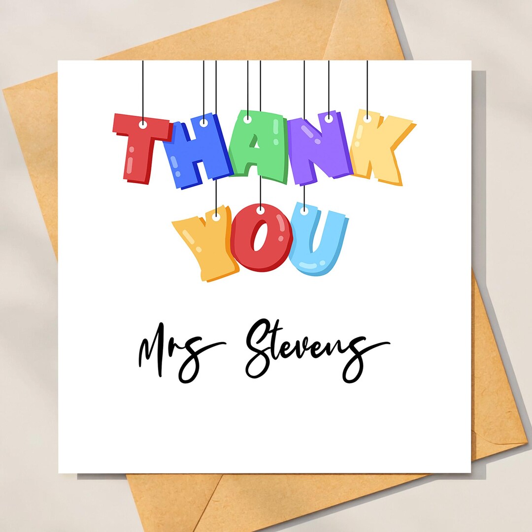Teacher Card - Personalised Thank You Teacher Card, Card for Teachers ...