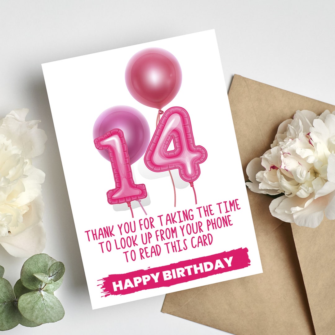 Funny 14th Birthday Card for Daughter, Personalised Birthday Card for ...