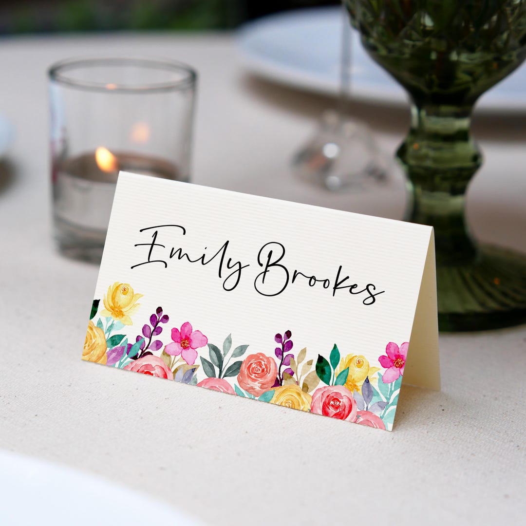 Place Settings | Folded Names Cards Personalised Floral Name Cards ...