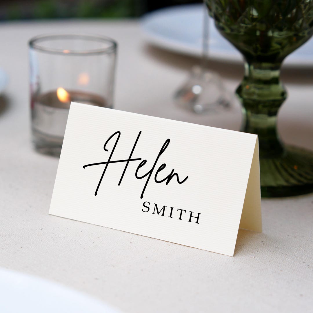 Place Settings | Folded Names Cards Personalised Sophisticated Name ...