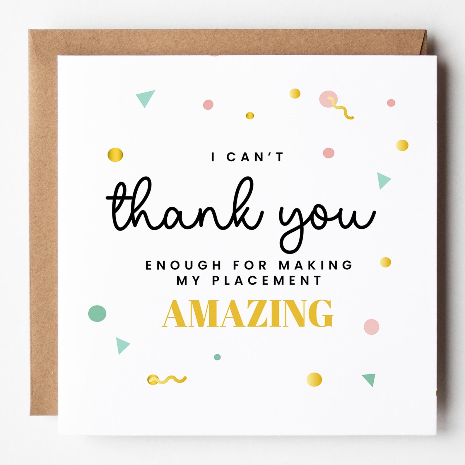 Thank You Placement Card | Thank You for Your Help During Placement ...