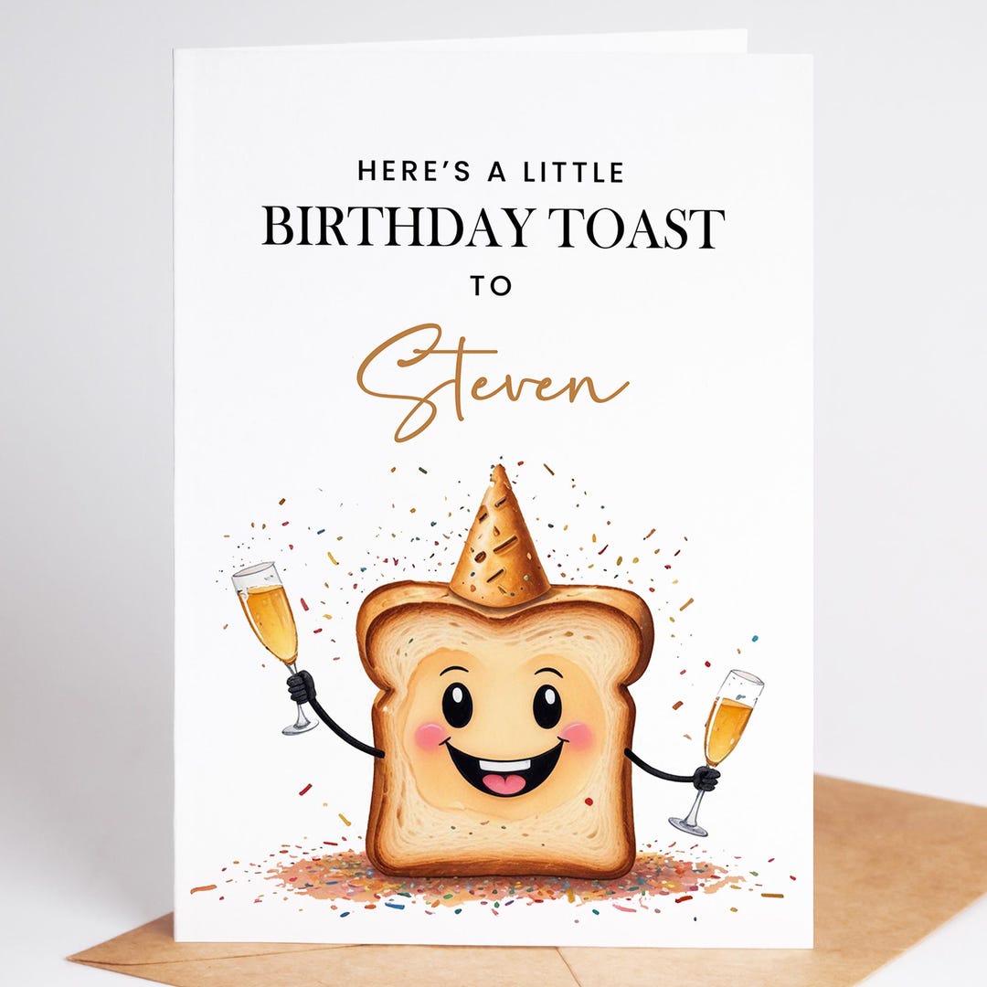 Birthday Card, Here's a Little Toast Personalised Birthday Card Best ...