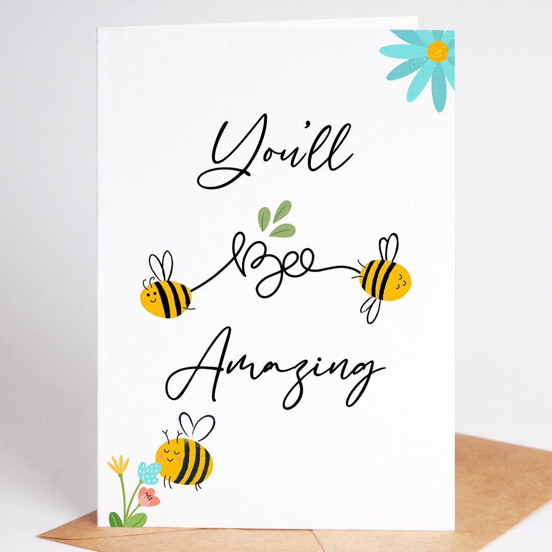 New Job Card -you'll Bee Amazing Good Luck Card, Card for a Co-worker ...