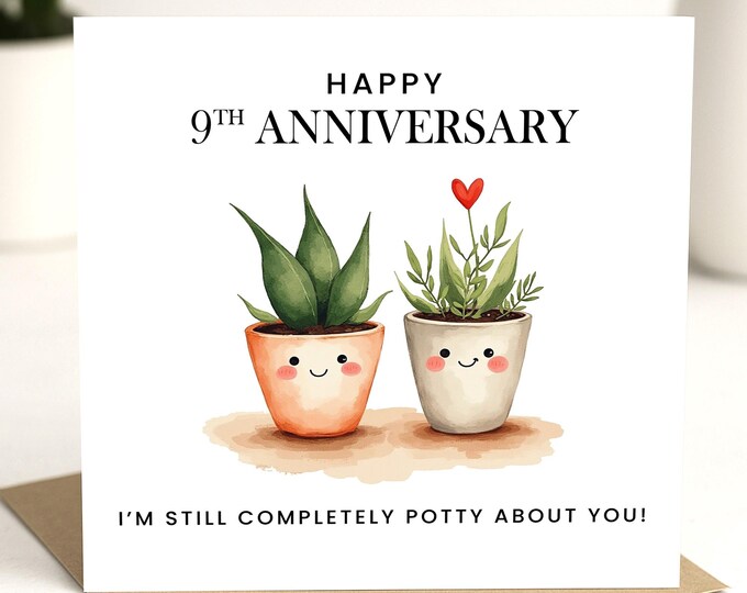 9th Anniversary Card Personalised - Pottery - Husband / Wife / Son ...
