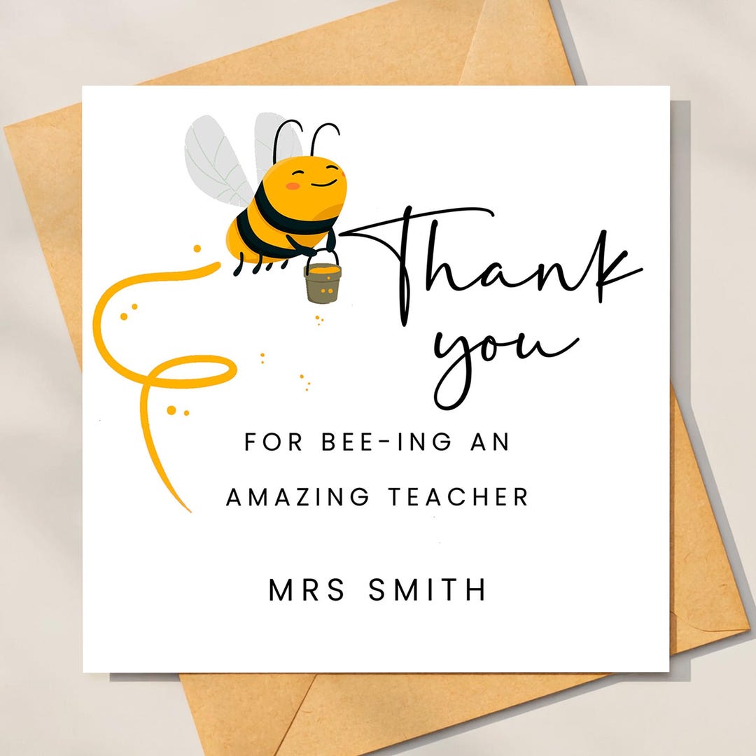 Personalised Teacher Thank You Card - Thank You for Bee-ing an Amazing ...