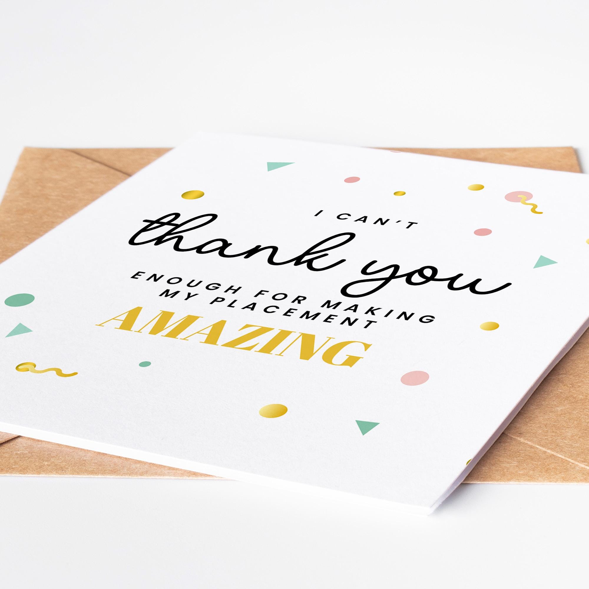 Thank You Placement Card | Thank You for Your Help During Placement ...