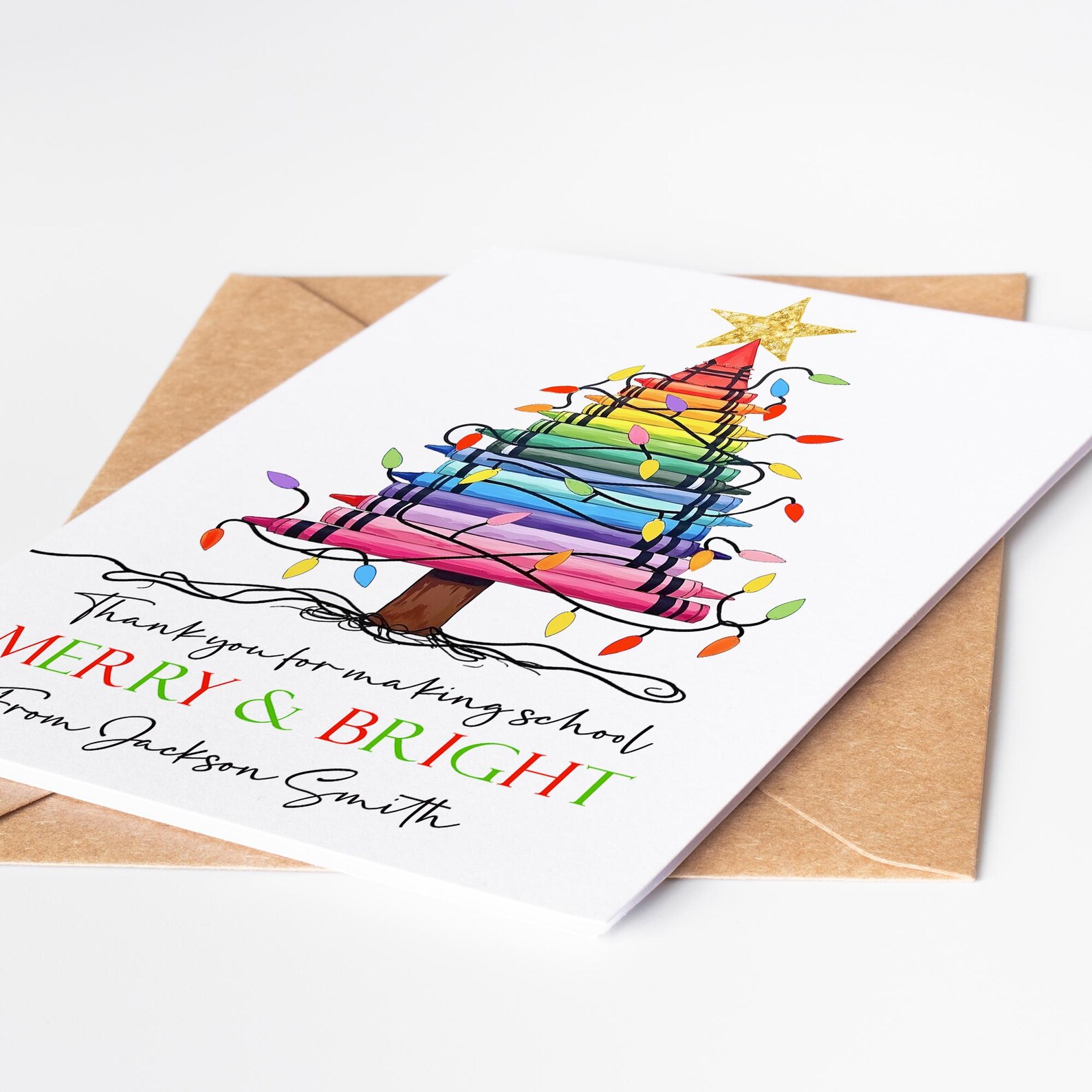 Thank You for Making School Merry & Bright Christmas Card, Christmas ...