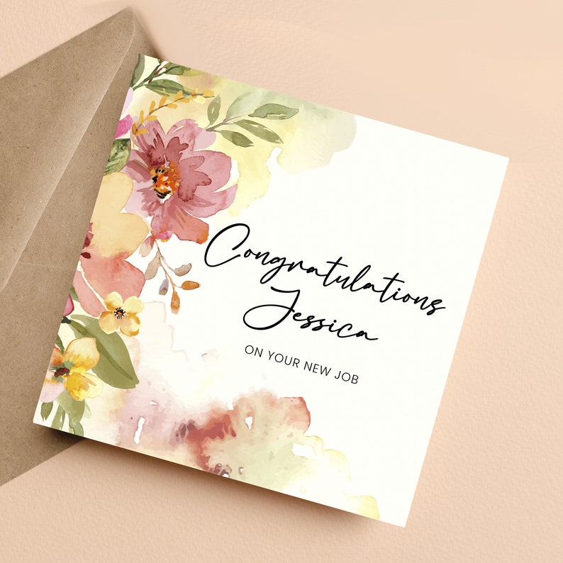 New Job Card Congratulations on Your New Job Floral Good - Etsy