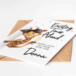 Funny New Job Card – Personalised Good Luck Card – Giraffe Card for ...