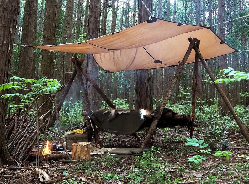 Artisanal Bushcraft Oilskin Tarp Handmade Waxed Cotton Canvas - Etsy