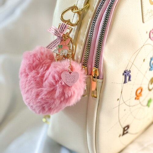 Pink Cherry Keyring With Heart Clasp Cute Heart Keychain | Etsy