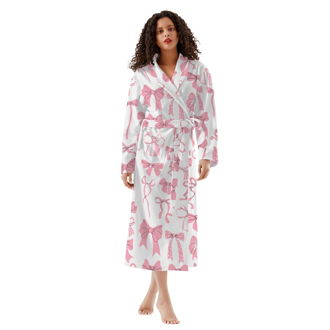 Women's Coquette Bow Long Bathrobe - Etsy
