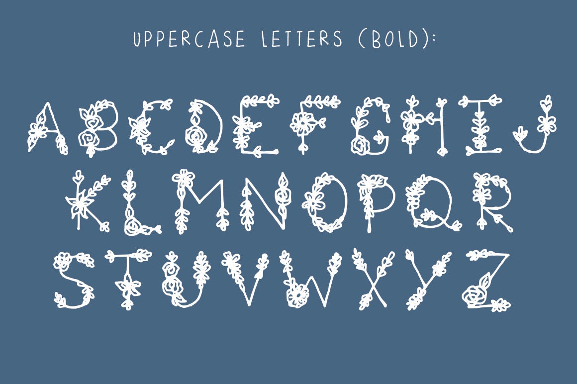 Fonts Floral Fonts Flower Fonts Doodle Fonts Sketch Fonts - Etsy