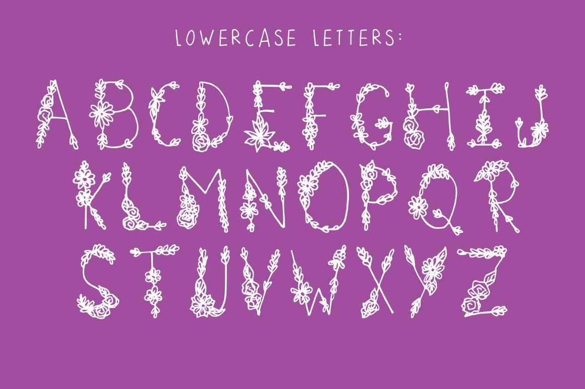 Fonts Floral Fonts Flower Fonts Doodle Fonts Sketch Fonts - Etsy