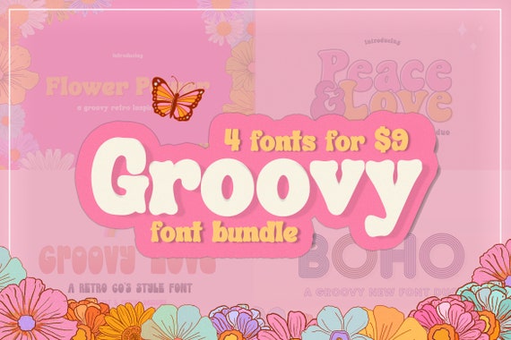 Fonts Groovy Fonts Boho Fonts Retro Fonts Vintage Fonts | Etsy