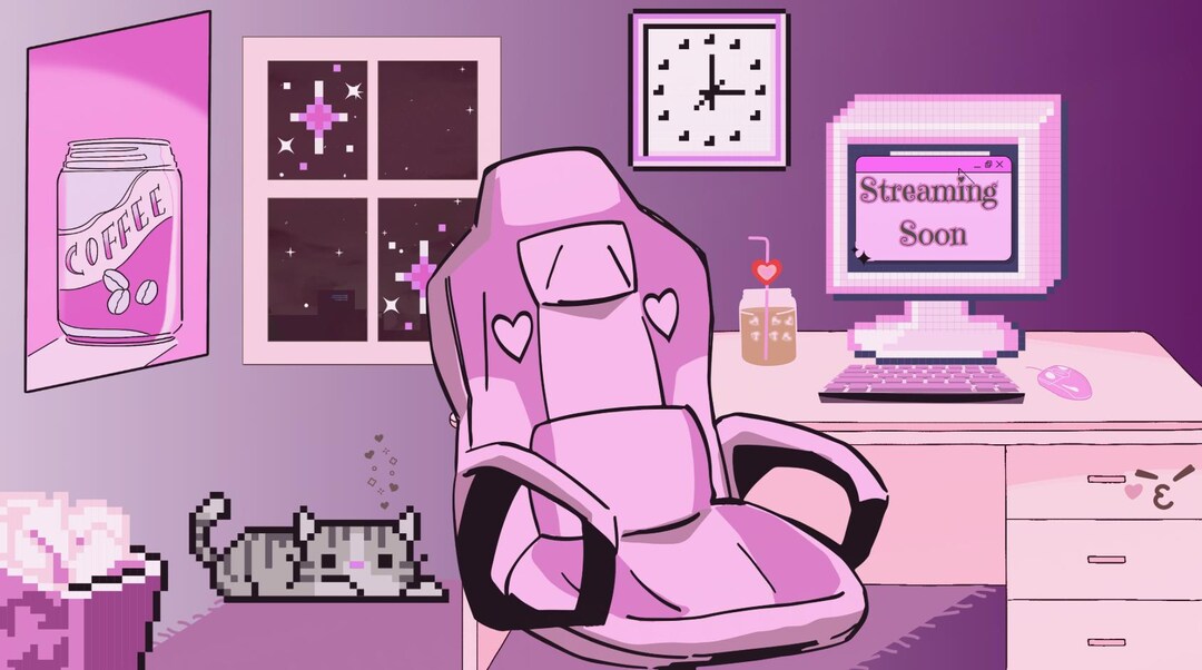 SALE! Pixel Pink Gamer Room – Streaming Soon Scene | Animated - Etsy