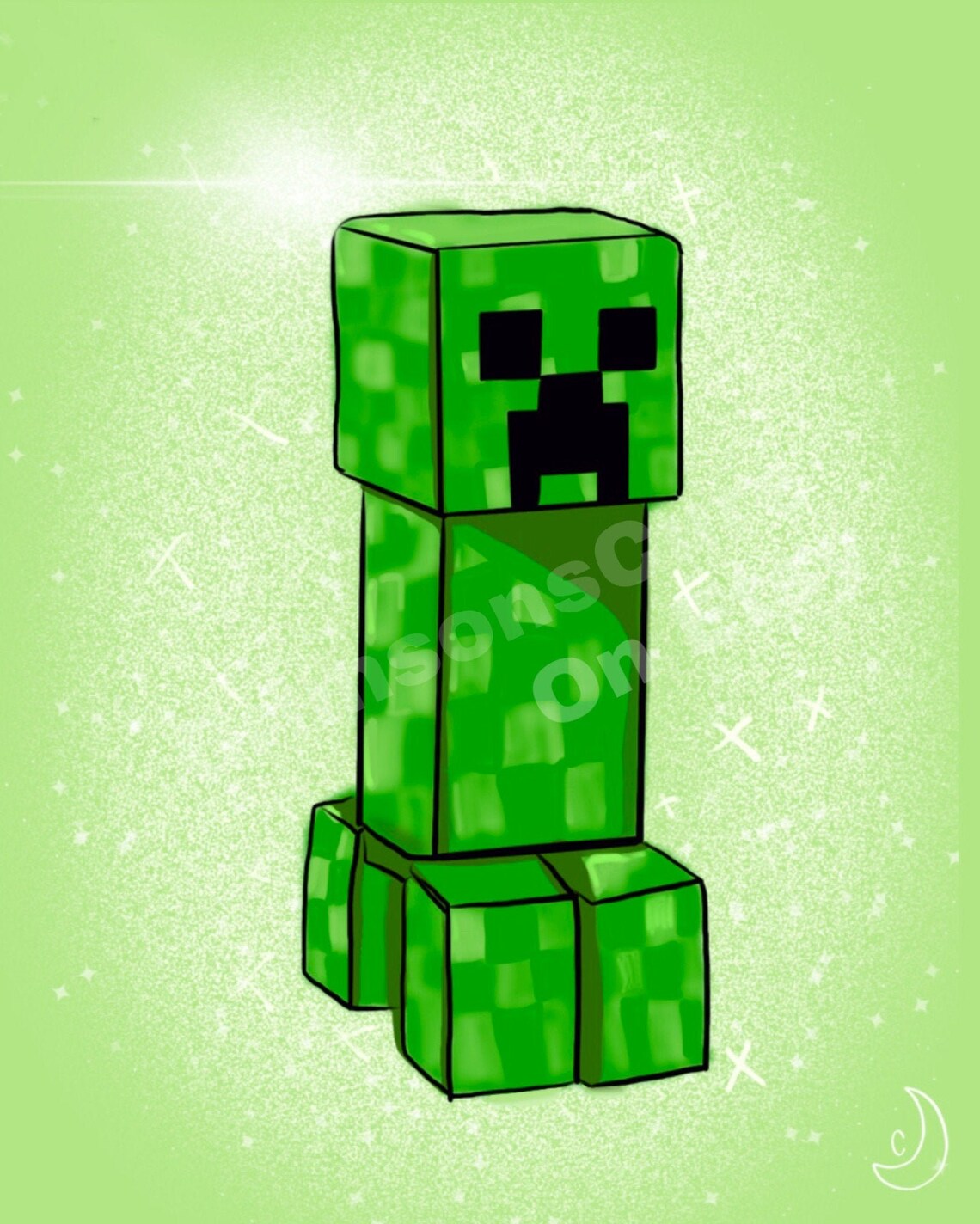 Minecraft Creeper Druck Druckbare Kunst Instant Download Etsy