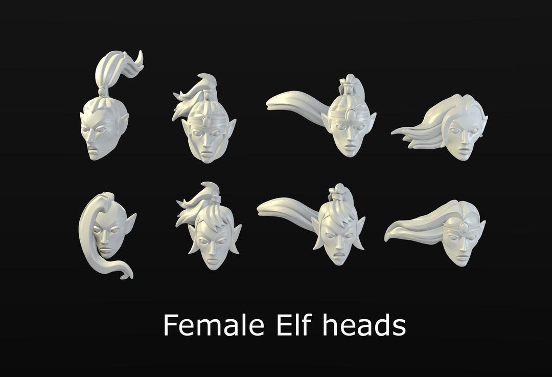 Noble Elf Bare Heads (female) Resin 3d Print 28mm Miniatures / Fantasy ...