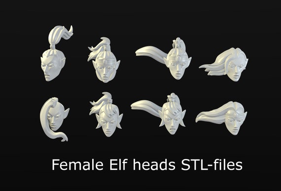 8 Female Elf Heads Stl-files for 28mm Miniatures / Fantasy | Etsy