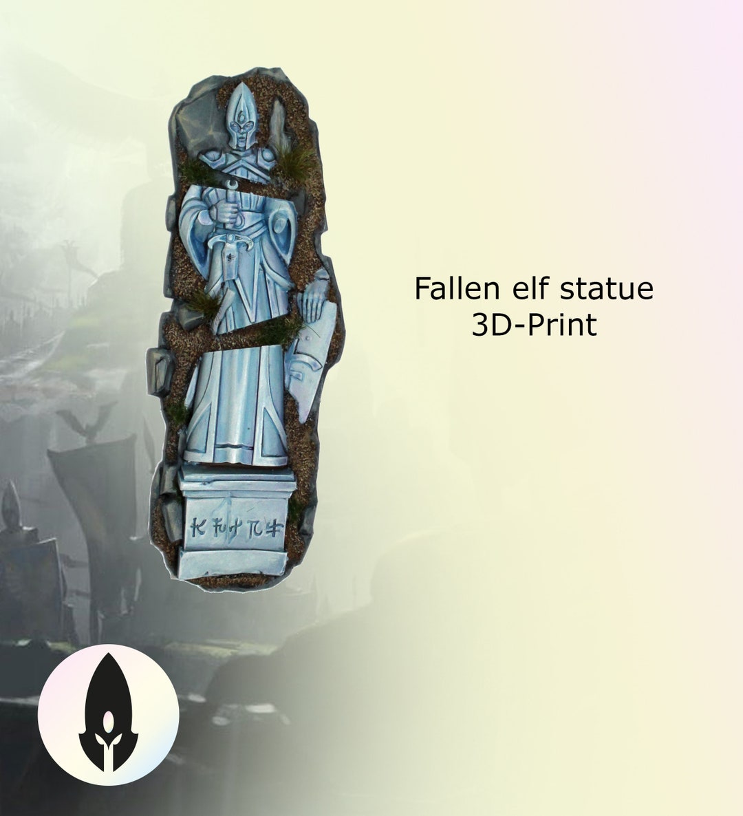 Fallen Elf Statue Wargaming Terrain / Fantasy Tabletop Gaming 3D Resin ...