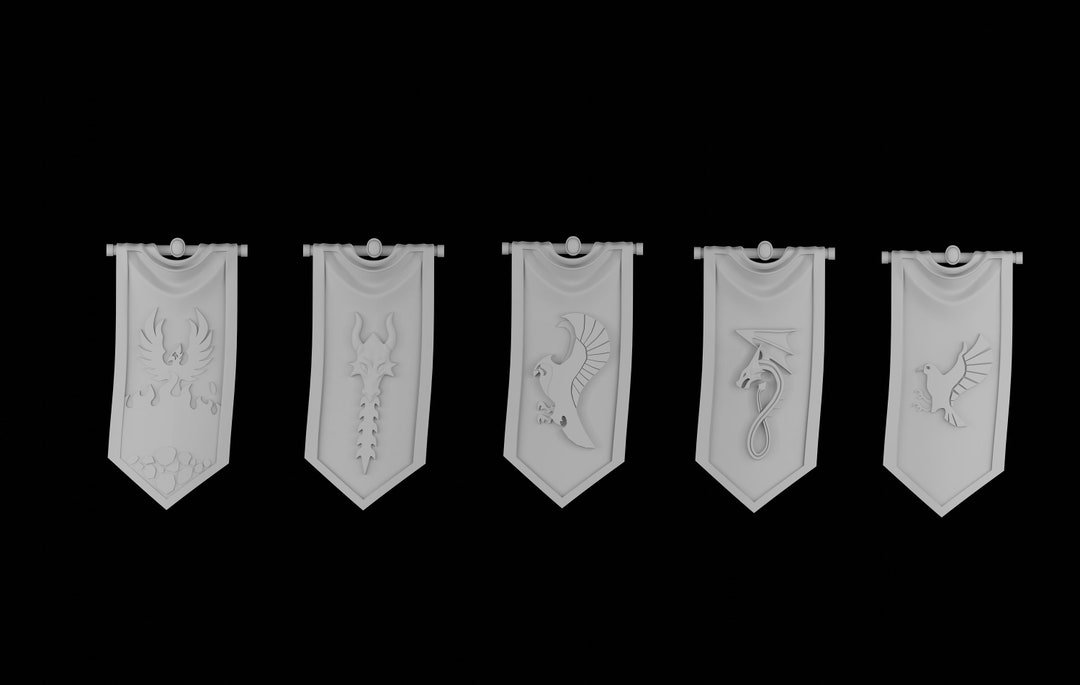 High Elf Banners - Birds and Dragons - Fantasy Tabletop Gaming Stl ...