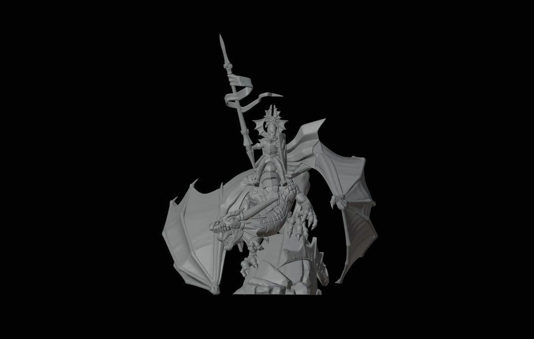 High Elf Lord on Dragon - 3d Print for 28mm Miniatures / Fantasy ...