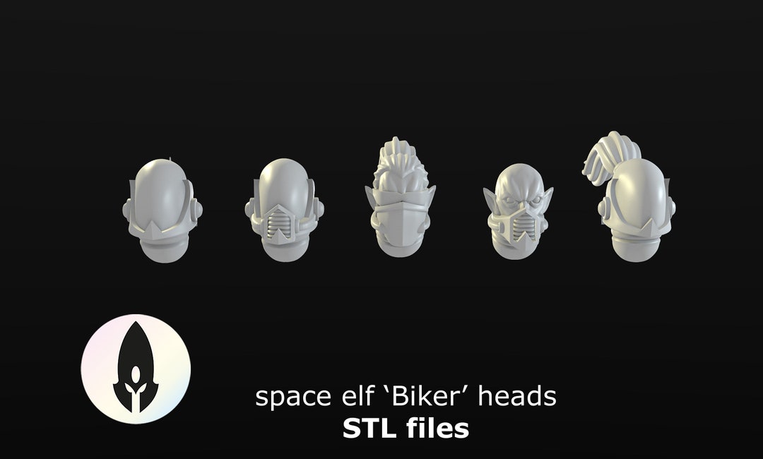Space Elf Heads 'biker' 28mm Miniatures / Wargaming Models / Sci-fi ...