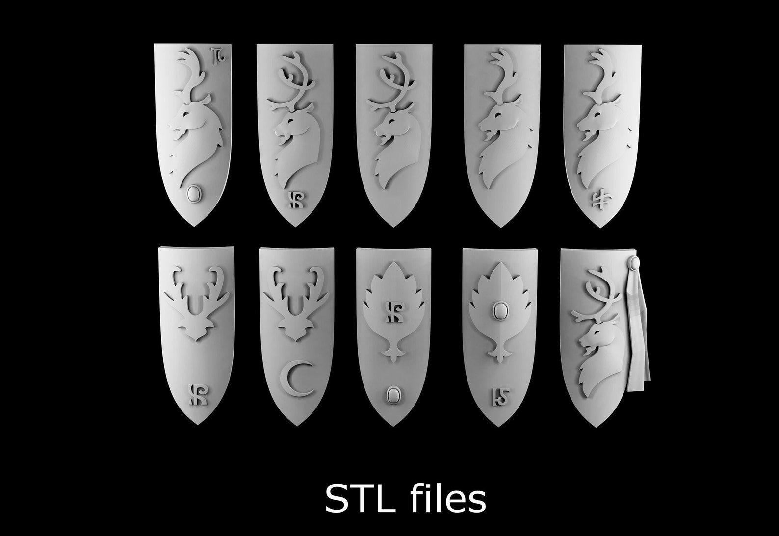 10 High Elf Shields Woodland Realm Design/ Fantasy Tabletop Gaming Stl ...
